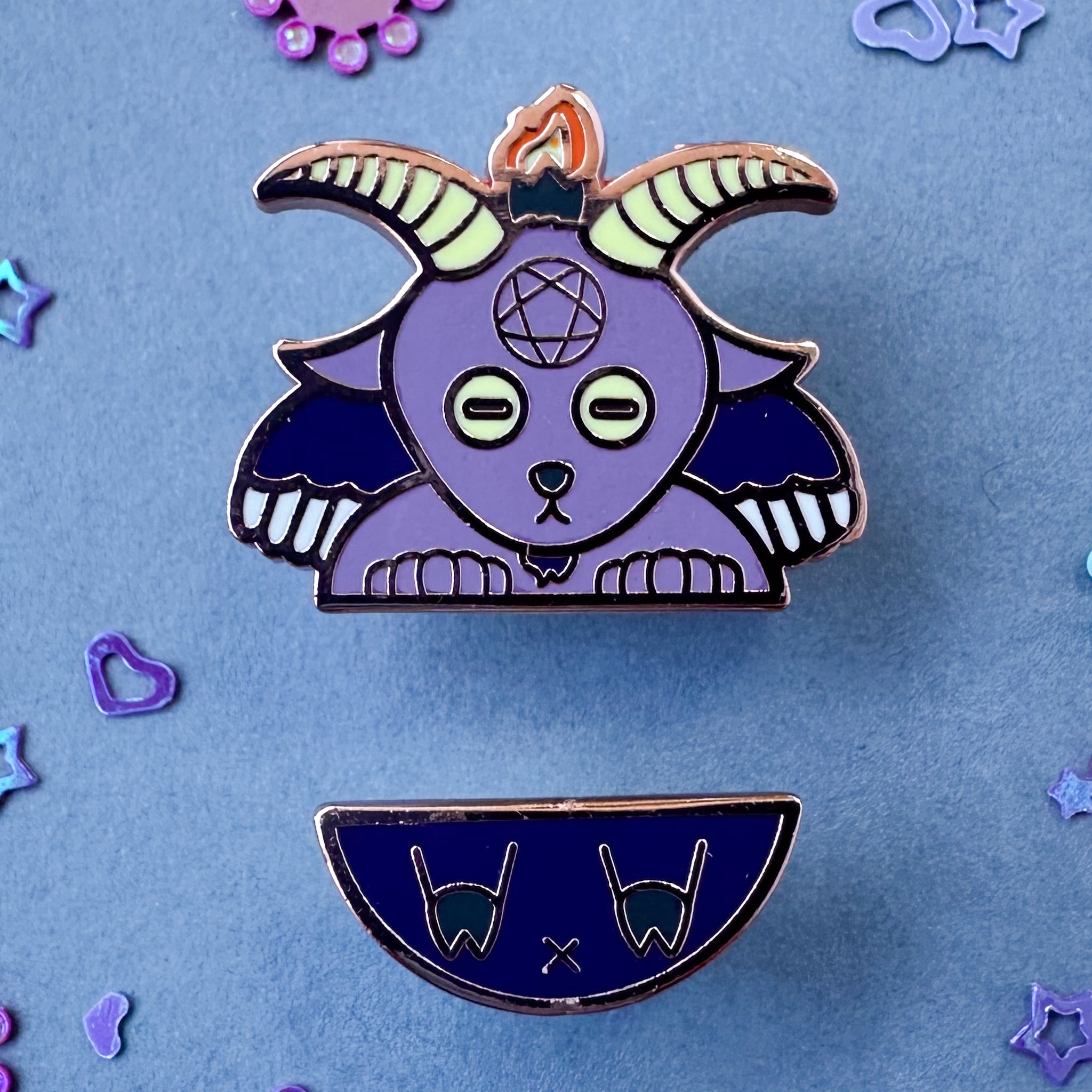 Baphomet Pride Pal Enamel Pin Set – Kitty With A Cupcake