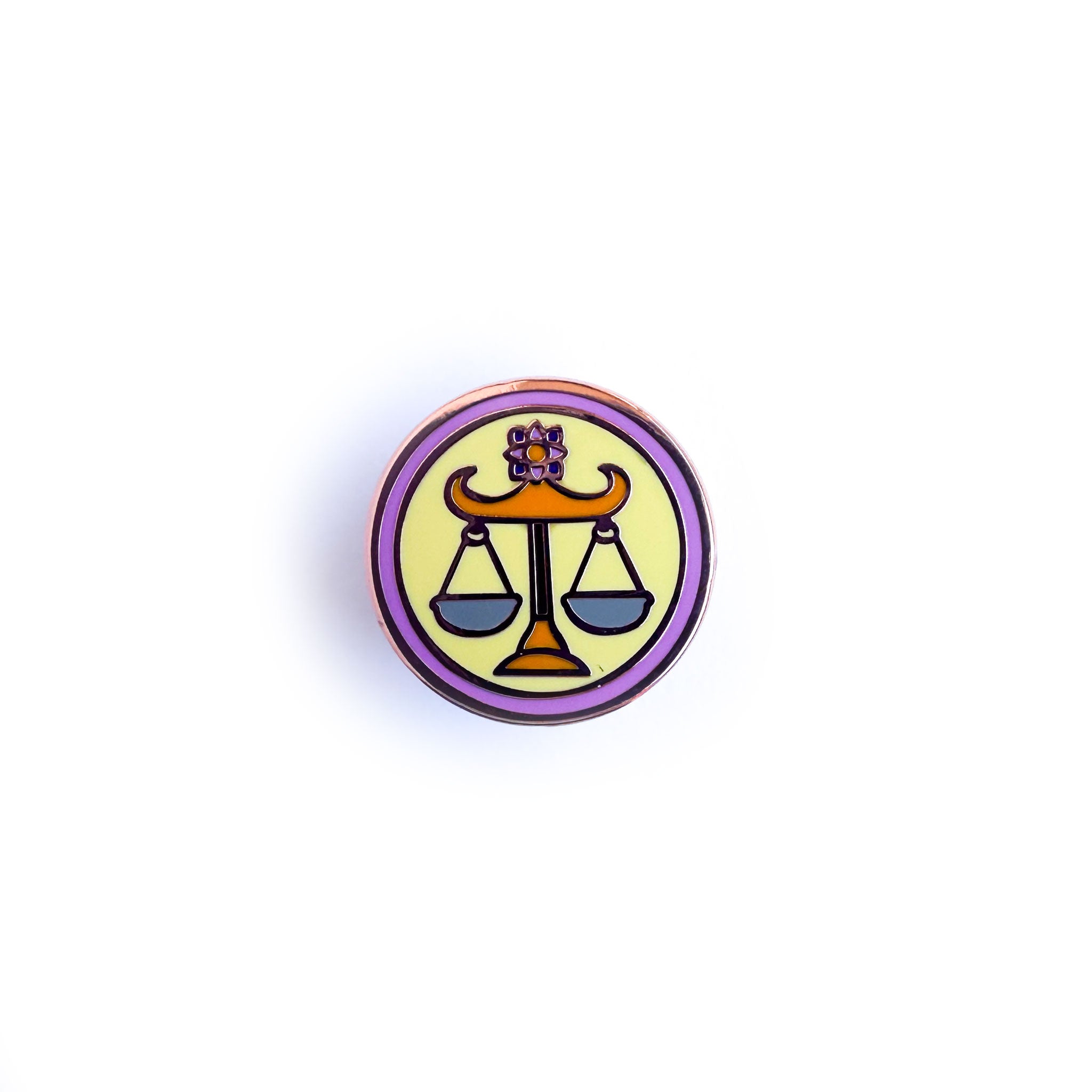 Libra Zodiac Merit Badge Enamel Pin – Kitty With A Cupcake