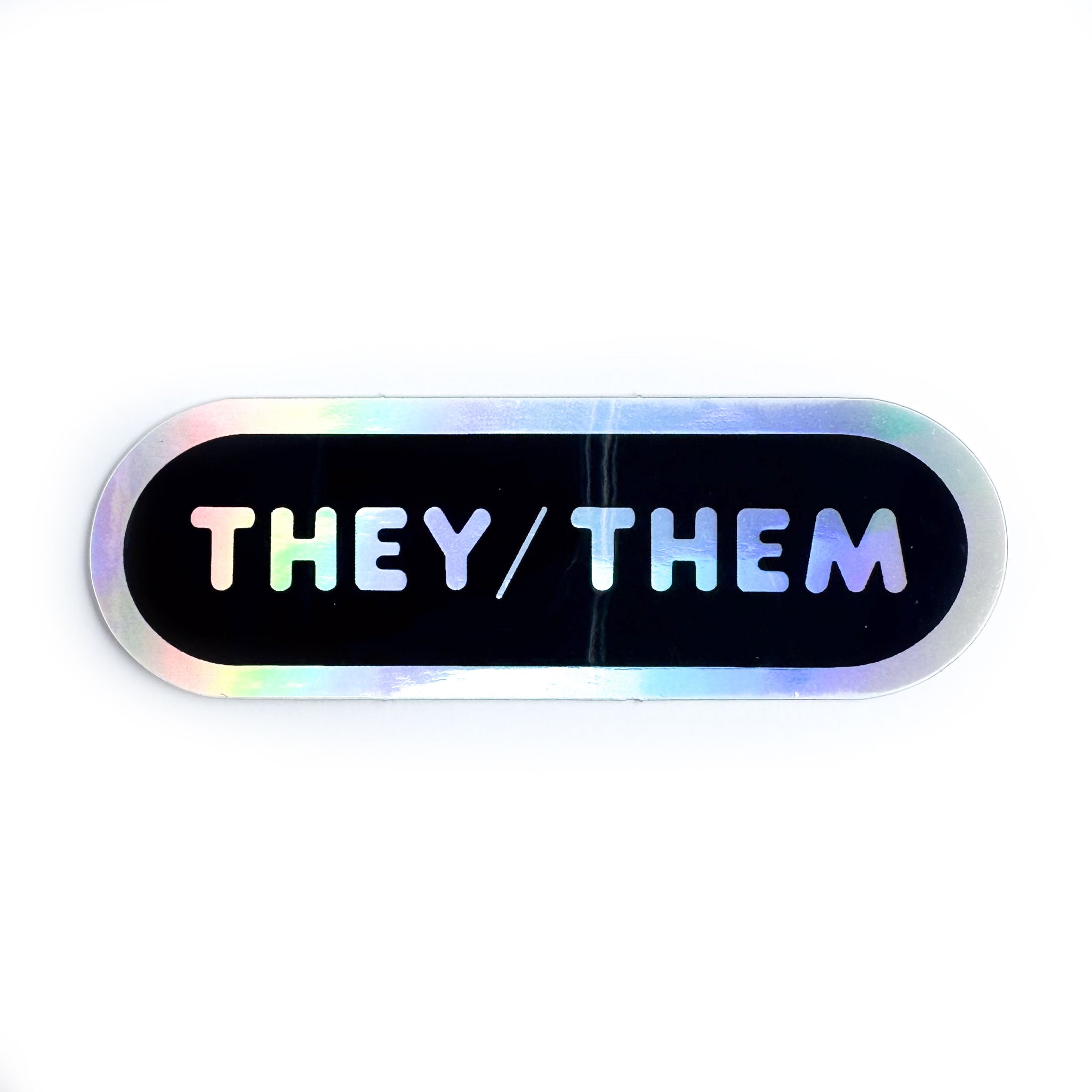 They/Them Pronoun Plaque Holographic Sticker – Kitty With A Cupcake
