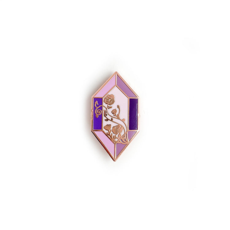 Floral Amethyst Crystal Enamel Pin – Kitty With A Cupcake
